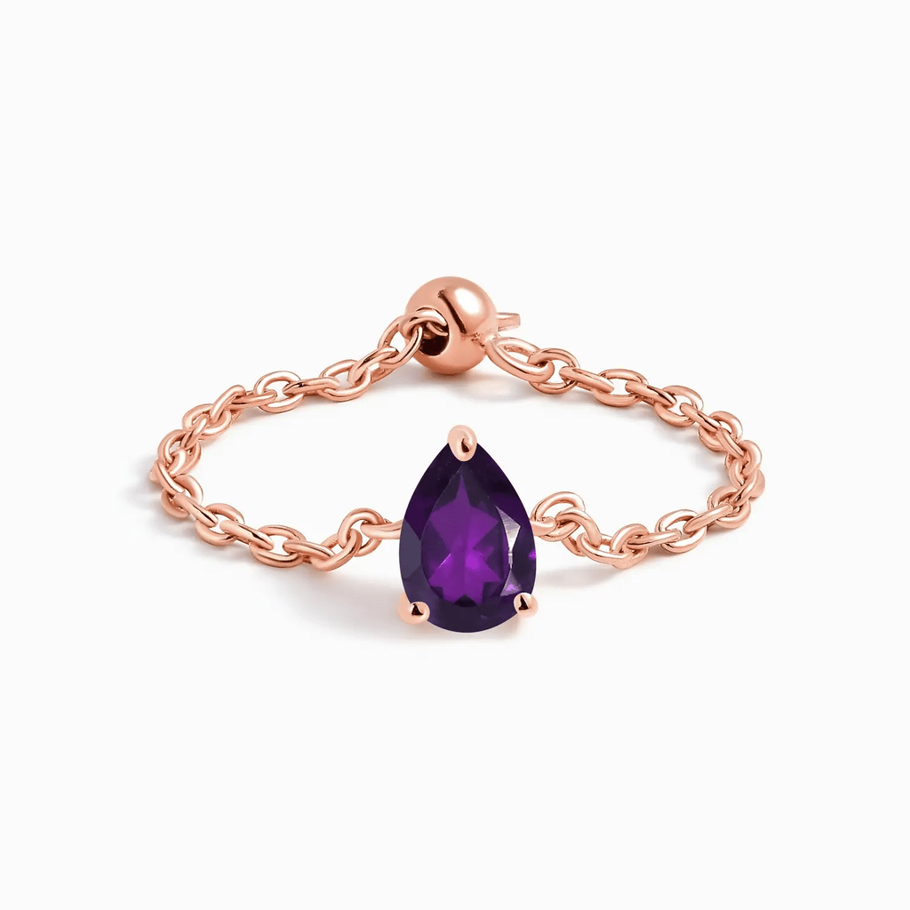 Amethyst Dew Drop - Chain Ring | Pure 925 Silver Jewellery – SOULFEEL PAKISTAN- FEEL THE LOVE